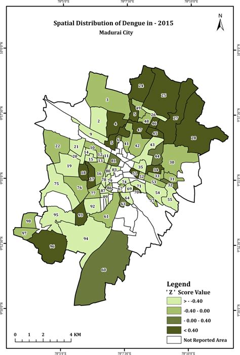 Spatial Distribution Of Dengue 2015 Madurai City Download Scientific