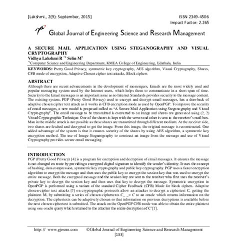 pdf a secure mail application using steganography and visual cryptography