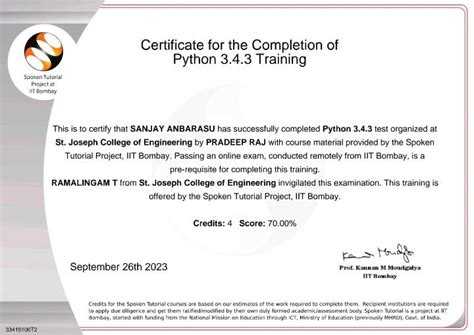 Completed Python Programming Course At Iit Bombay Sanjay Anbarasu