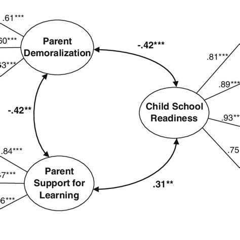 measurement model showing the relationships among latent constructs and