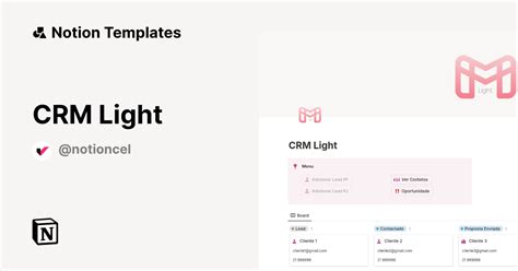 Crm Light Template By Notioncel Notion Marketplace