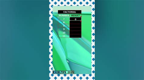 Ms Excel Factorial Function Msexcel Exceltips Exceltricks