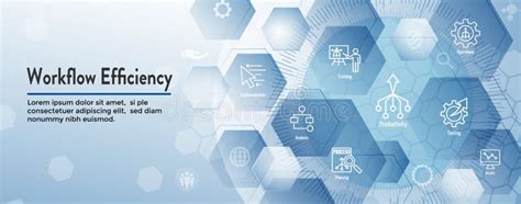 Workflow Efficiency Icon Set And Web Header Banner With Operations Processes Automation Etc