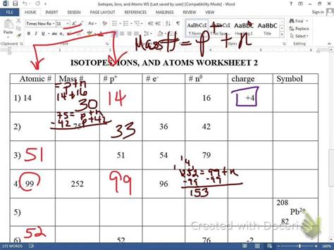 Atom Ion Isotope Worksheets