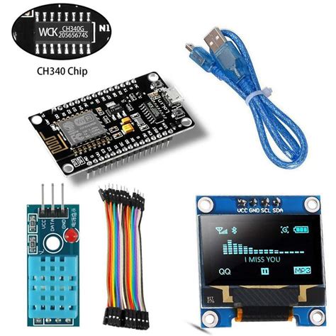 Kit De Iniciación Esp8266 Para Wifi Iot Nodemcu Inalámbrico I2c Pantalla Oled Dht11 Sensor De
