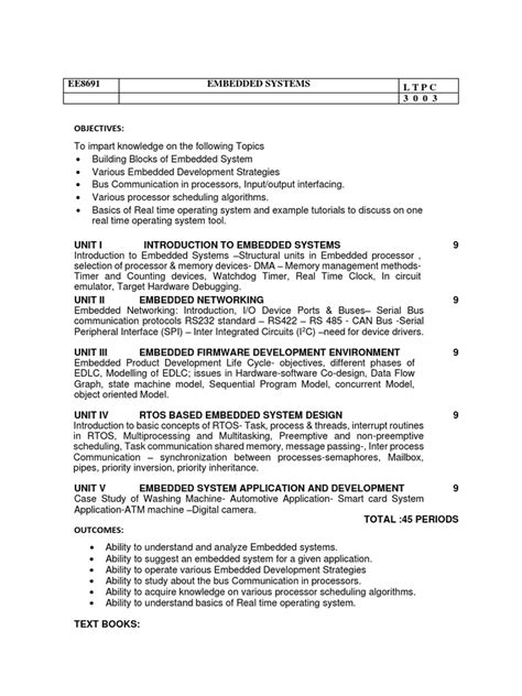 Ee8691 Syllabus Embedded System R2017 Pdf Embedded System