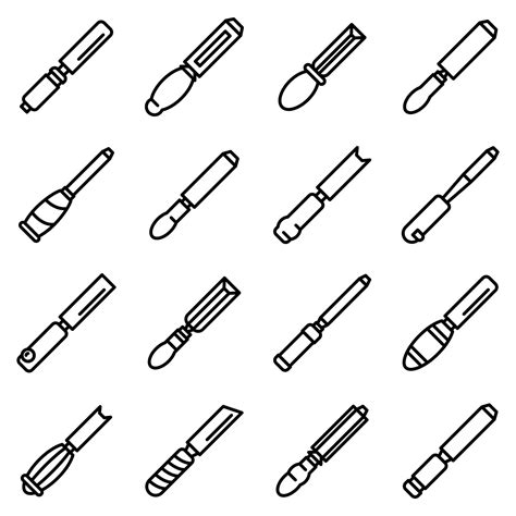 Chisel Icons Set Outline Style 8505345 Vector Art At Vecteezy