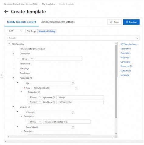 Online Template Editor Resource Orchestration Service Alibaba Cloud
