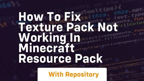How To Fix Texture Pack Not Working In Minecraft Resource Pack Youtube