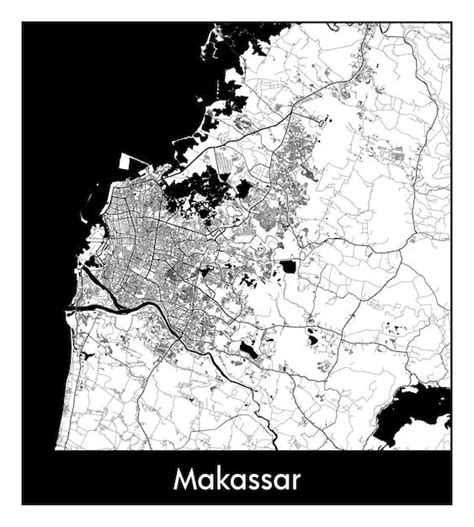 Minimal City Map Of Makassar Indonesia