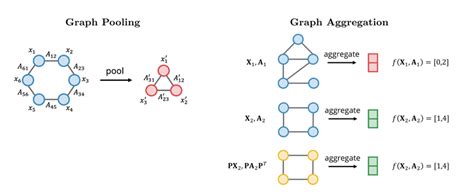graph pooling and graph aggregation graph pooling left accepts a