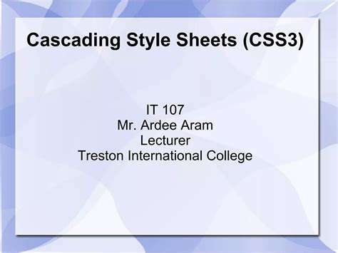 An Introduction To Cascading Style Sheets Css3 Ppt