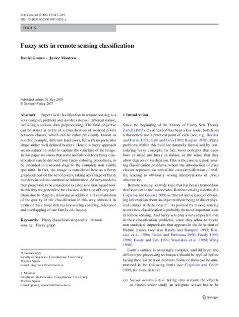 Pdf Fuzzy Sets In Remote Sensing Classification
