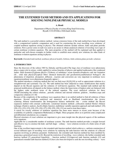 Pdf The Extended Tanh Method And Its Applications For Solving