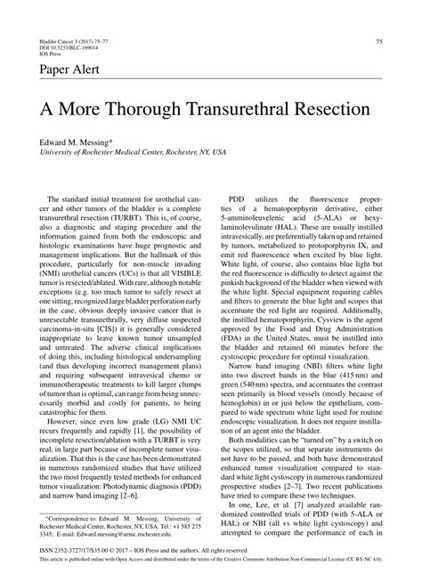 Pdf A More Thorough Transurethral Resection