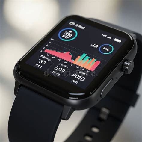 a black smartwatch displays fitness data on its screen the interface