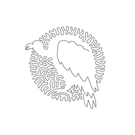 Continuous One Curve Line Drawing Of Ugly Vulture Abstract Art In Circle Single Line Editable