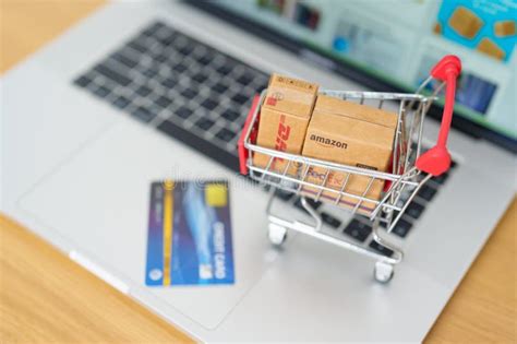 Shipping Boxes With Credit Card On Laptop Popular Worldwide Shipping And Logistic Company