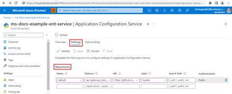 use application configuration service for tanzu with the azure spring