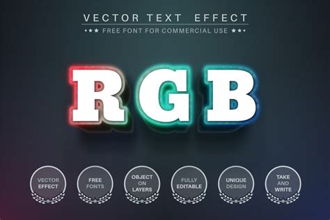 Rgb Color Editable Text Effect Graphic By Rwgusev Creative Fabrica