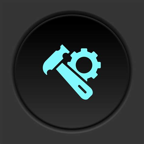 Dark Button Icon Mass Production Hammer Button Banner Round Badge Interface For Application