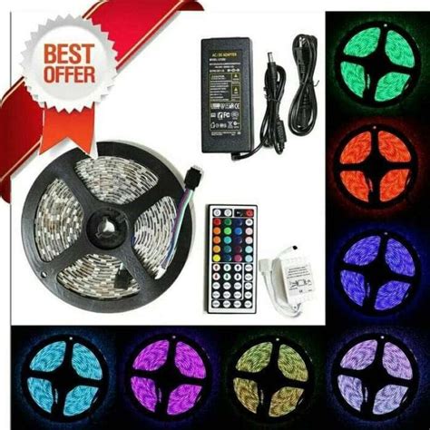 Promo LAMPU FLEXIBLE LED 20 METER STRIP RGB 5050 REMOT 44 TOMBOL ADAPTOR 20A Diskon 23 Di