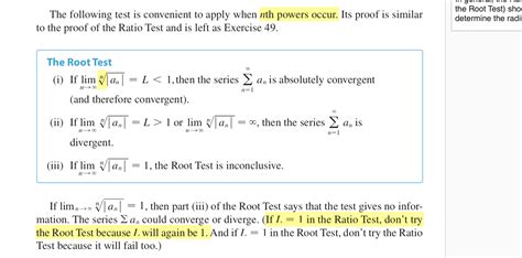 sequences and series when to use the root test is this not a good