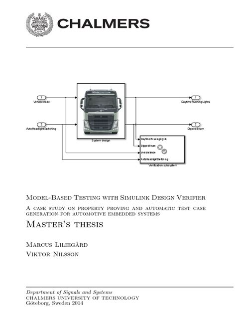 Masters Thesis Model Based Testing With Simulink Design Verifier Pdf Software Testing