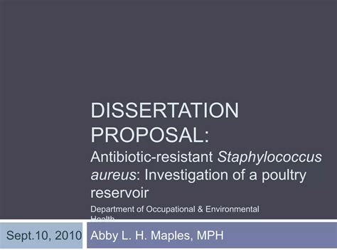 Antibiotic Resistant Staphylococcus Aureus Investigation Of A Poultry Reservoir Ppt