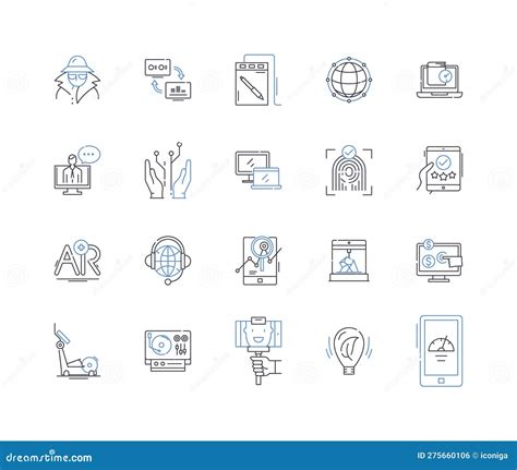 Wireless Tech Line Icons Collection Bluetooth Wi Fi Nfc Infrared G