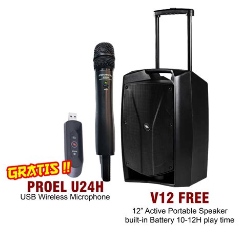 Jual Proel V12 Free Portable Active Speaker 12 400w Bonus Microphone