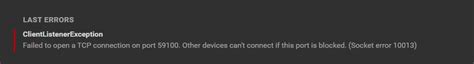 clientlistenerexception socket error 10013 help audiorelay
