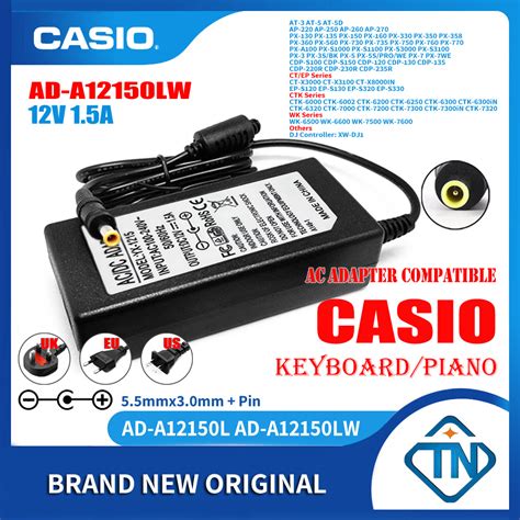 12v 1 5a Ac Dc Adapter Ad A12150lw For Casio Cdp 235r Cdp S100 Cdp S150 Bk We Ct X3000 Ct X3100