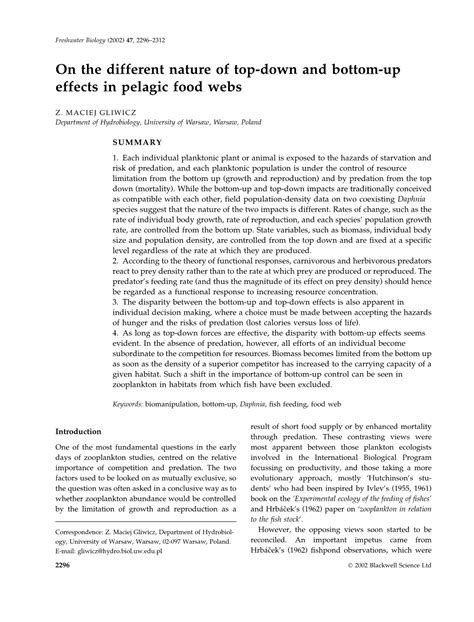 On The Different Nature Of Top Down And Bottom Up Effects In Pelagic