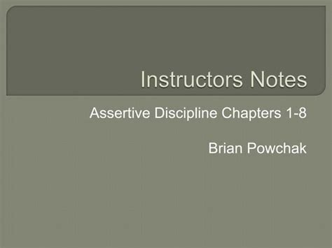 Assertive Discipline Theory Pptx