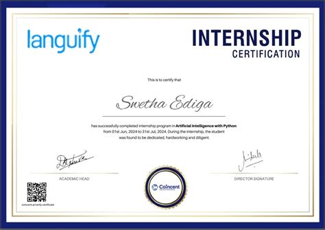 Ediga Swetha On Linkedin Finally Received An Internship Completion