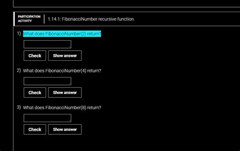Solved PARTICIPATION FibonacciNumber Recursive Chegg