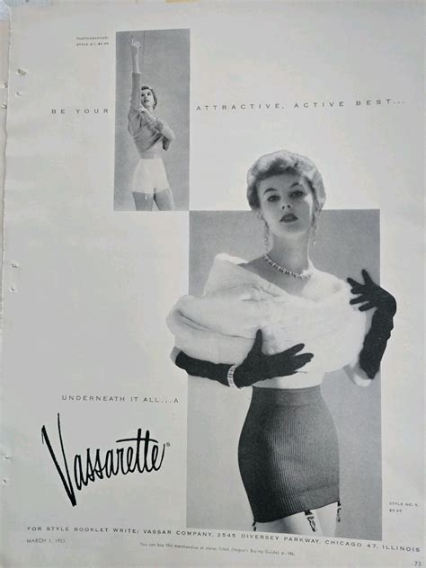 1953 Womens Vassarette Black Girdle Garters White Fur Stole Vintage