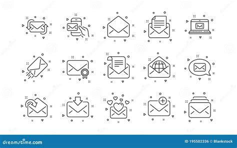 Mail Message Line Icons Newsletter E Mail Correspondence Linear