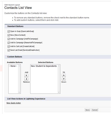 Search Layout Problem Adding Custom Button To List View Salesforce Stack Exchange