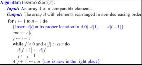 Solved Algorithm Insertion Sort A Input An Array A Of N Chegg