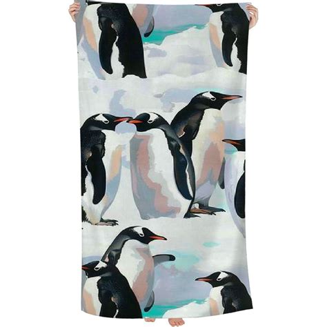 Phyhoo Watercolor Penguins Beach Towels Oversized Microfiber Beach