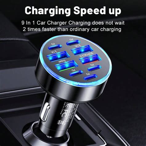 Port W Car Charger Usb Type C Ports Rapid Charging Adapter Compatible With Phone