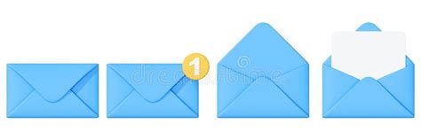 Four Blue Envelopes In Different Mail Statuses Stock Illustration Illustration Of Notification