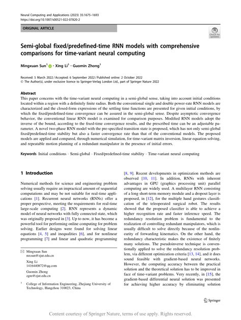 semi global fixed predefined time rnn models with comprehensive comparisons for time variant
