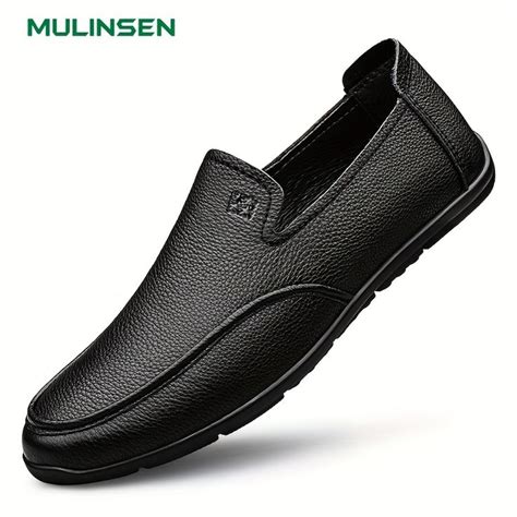 Mens Leather Flat Dress Shoes Unisex Soft Sole Slip On Formal Dress