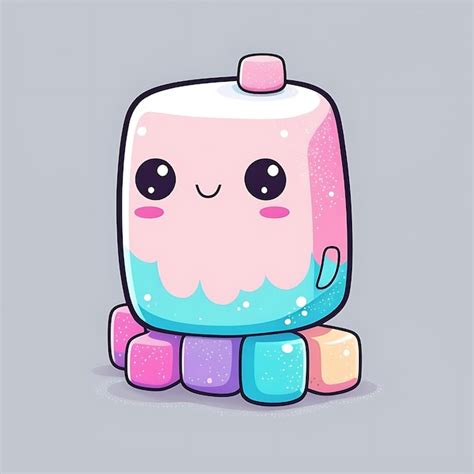 Premium Photo Cute Marshmallow Digital Art Style Colorful