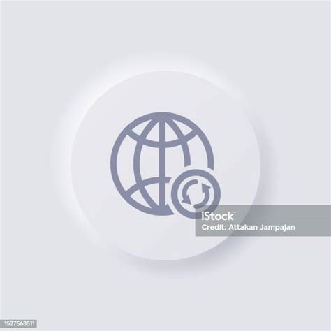 원형 회전 화살표 기호가 있는 지구본 아이콘 웹 디자인을 위한 White Neumorphism 소프트 Ui 디자인 애플리케이션 Ui 등 버튼 벡터 3차원 형태에 대한 스톡