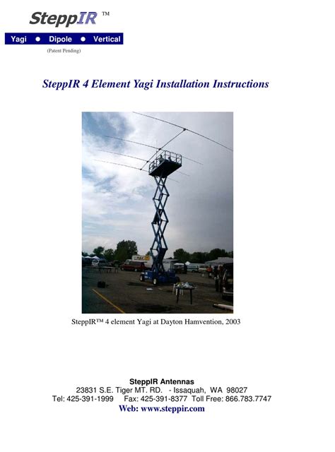 Steppir 4 Element Yagi Antenna Installation Instructions Manual Manualslib