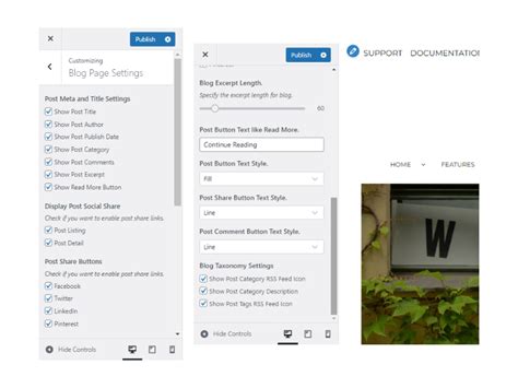 blog page settings scissor themes support